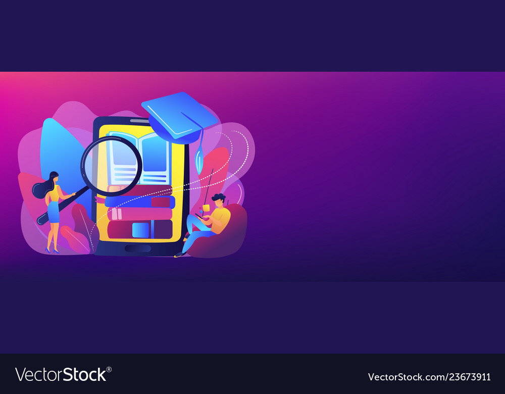 Mobile learning concept banner header Royalty Free Vector