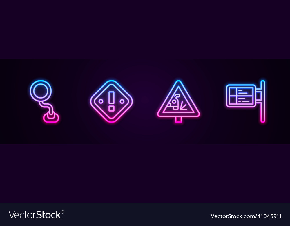 Set line road traffic sign exclamation mark Vector Image Set line road traffic sign exclamation mark Vector Image