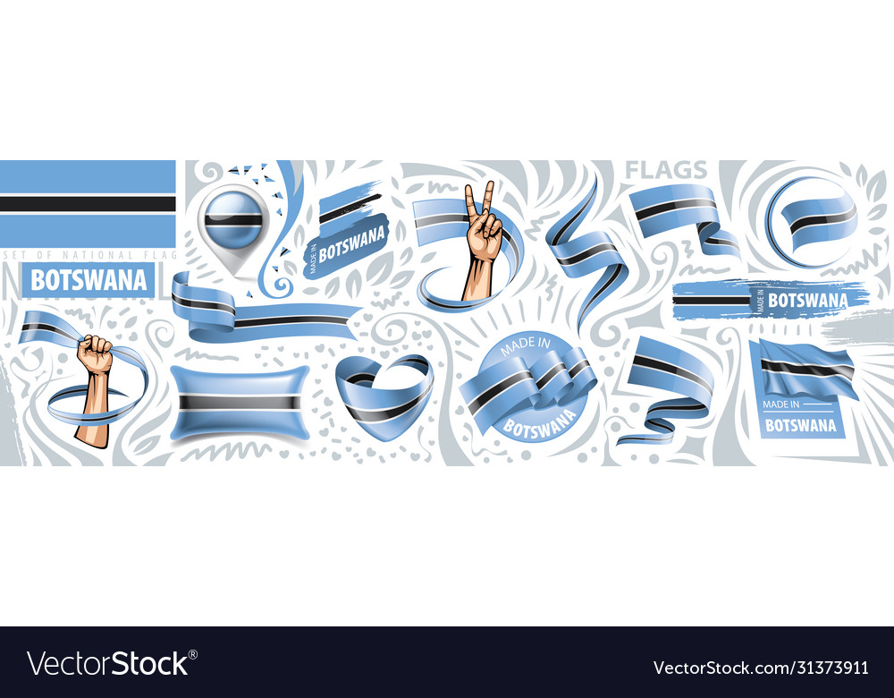 Set national flag botswana Royalty Free Vector Image