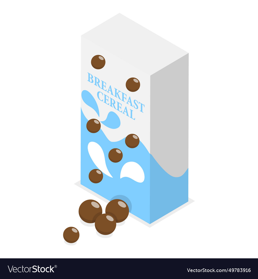 3d isometric flat set of breakfast cereals Vector Image