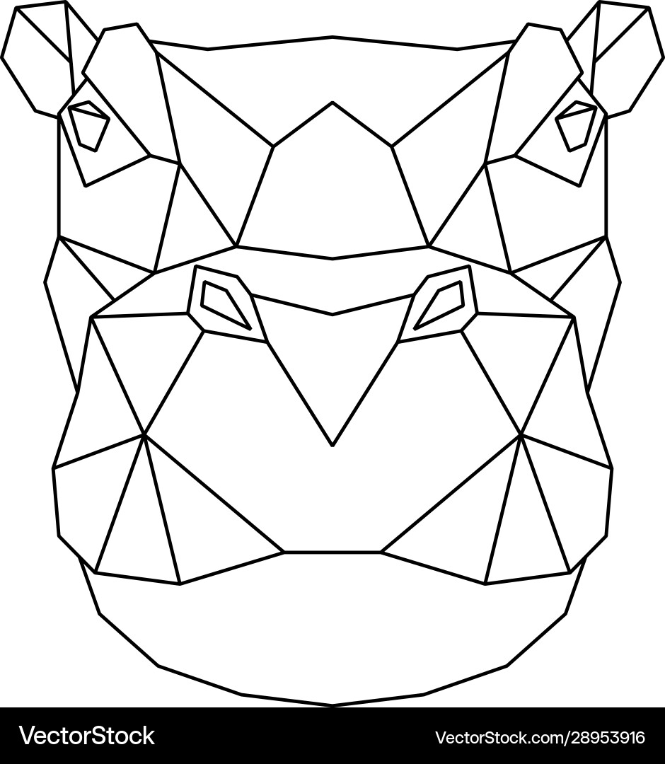 Abstract polygonal head hippo hippopotamus Vector Image