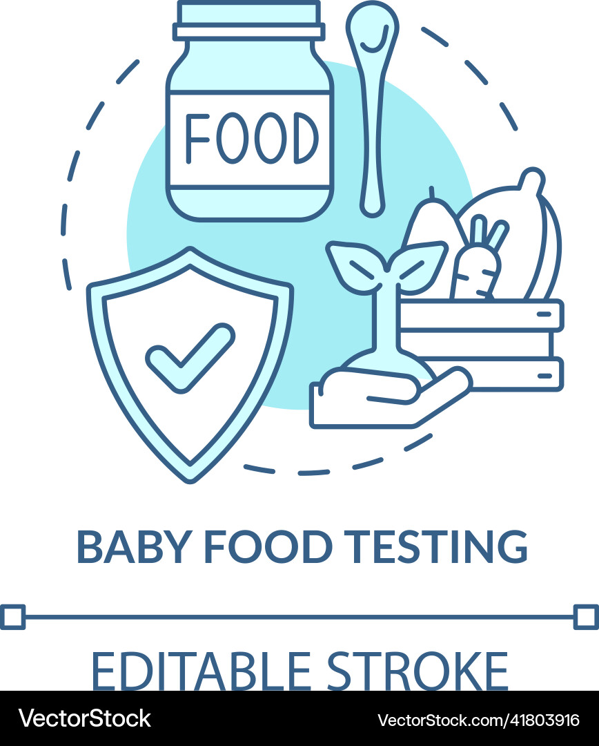 Baby food testing turquoise concept icon Vector Image