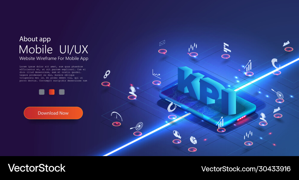 Banner kpi concept with icons kpi key performance Vector Image