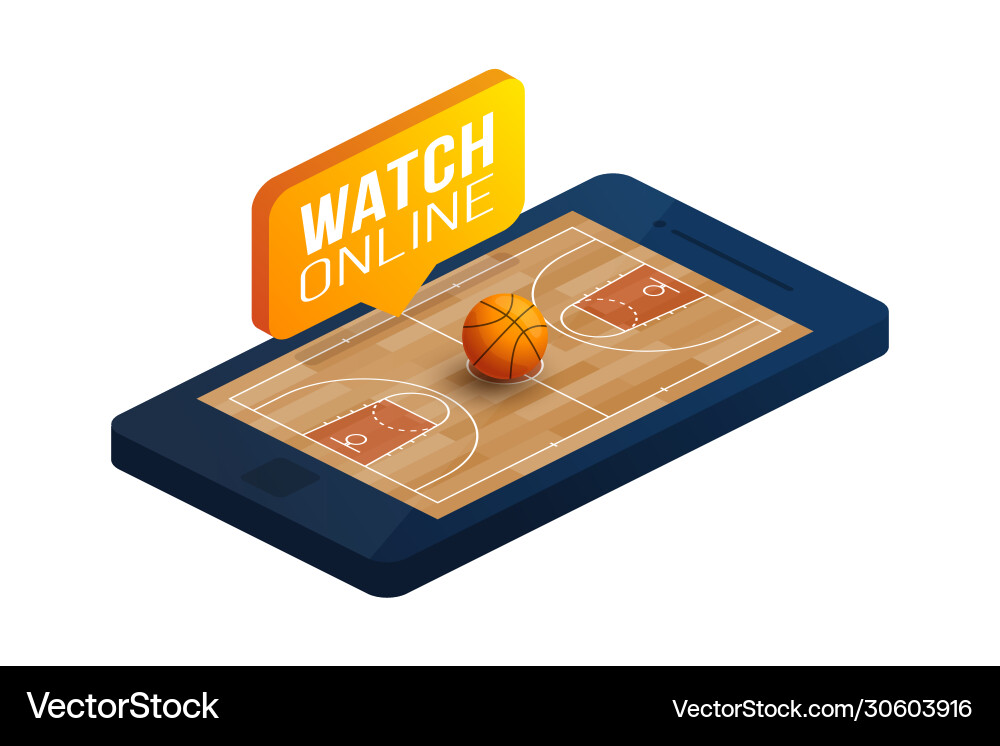 Basketball online concept flat isometric Vector Image