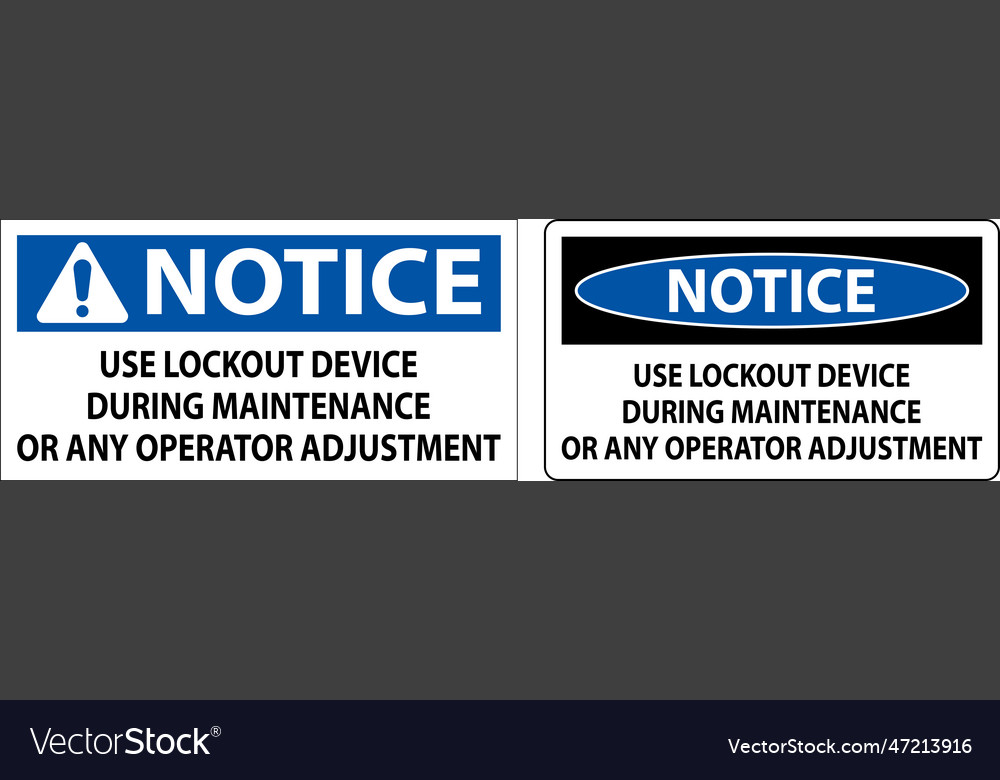 Caution use lockout device during maintenance Vector Image