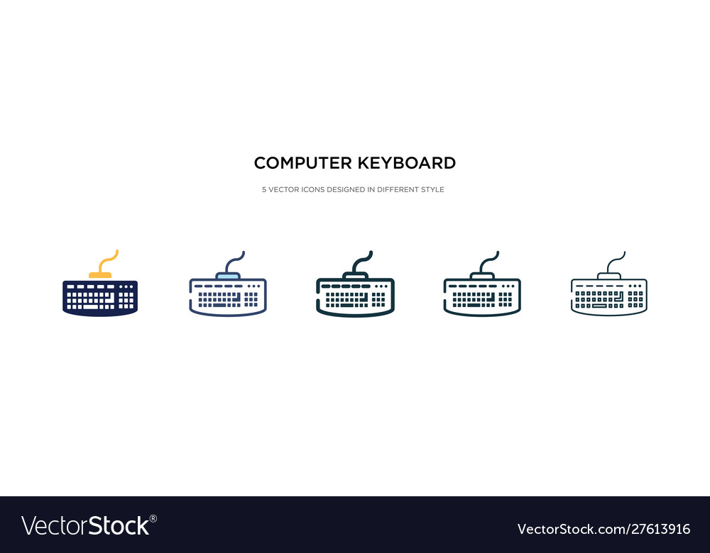 Computer keyboard icon in different style two Vector Image