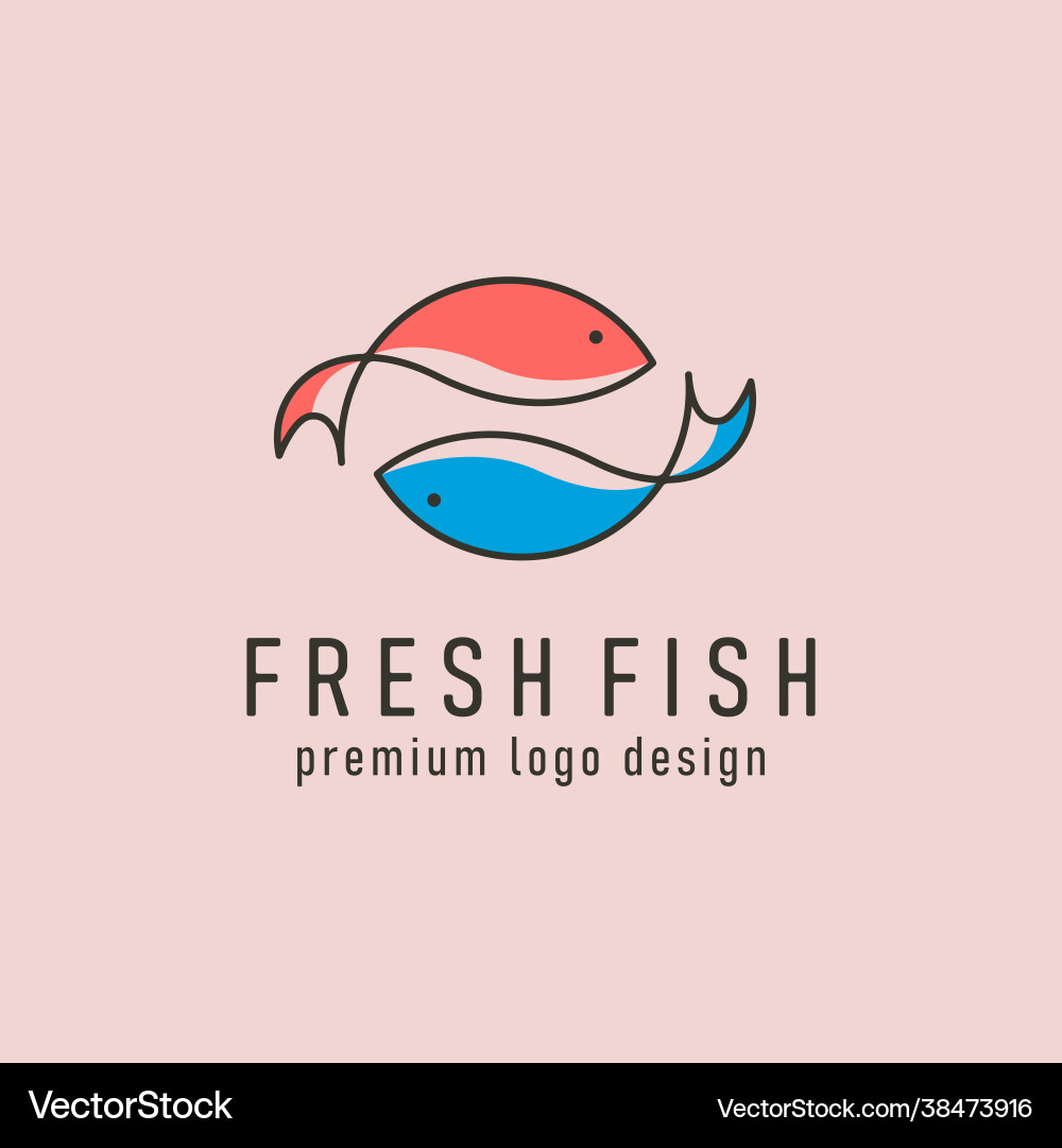Fresh fish logo icon line art symbol design Vector Image