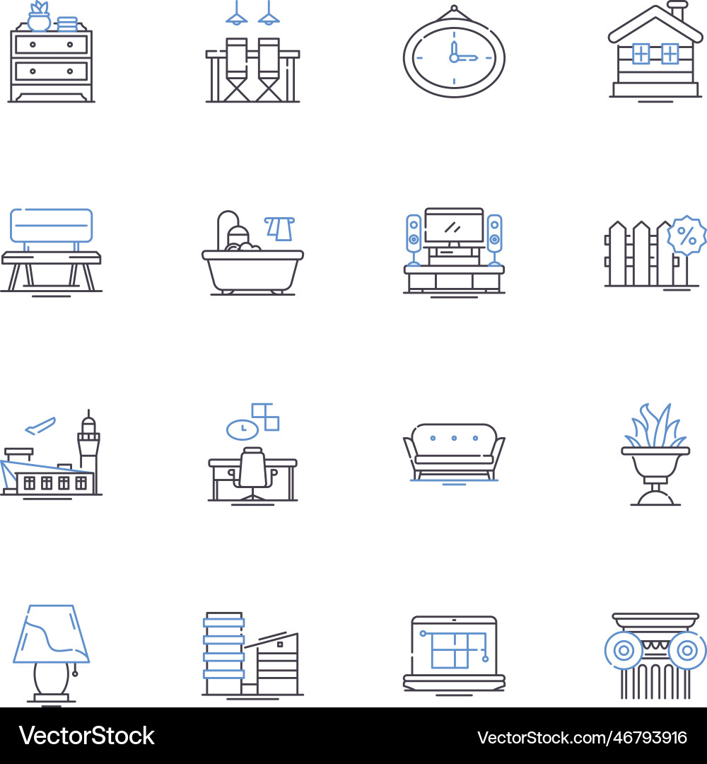 Game room line icons collection amusement arcade Vector Image