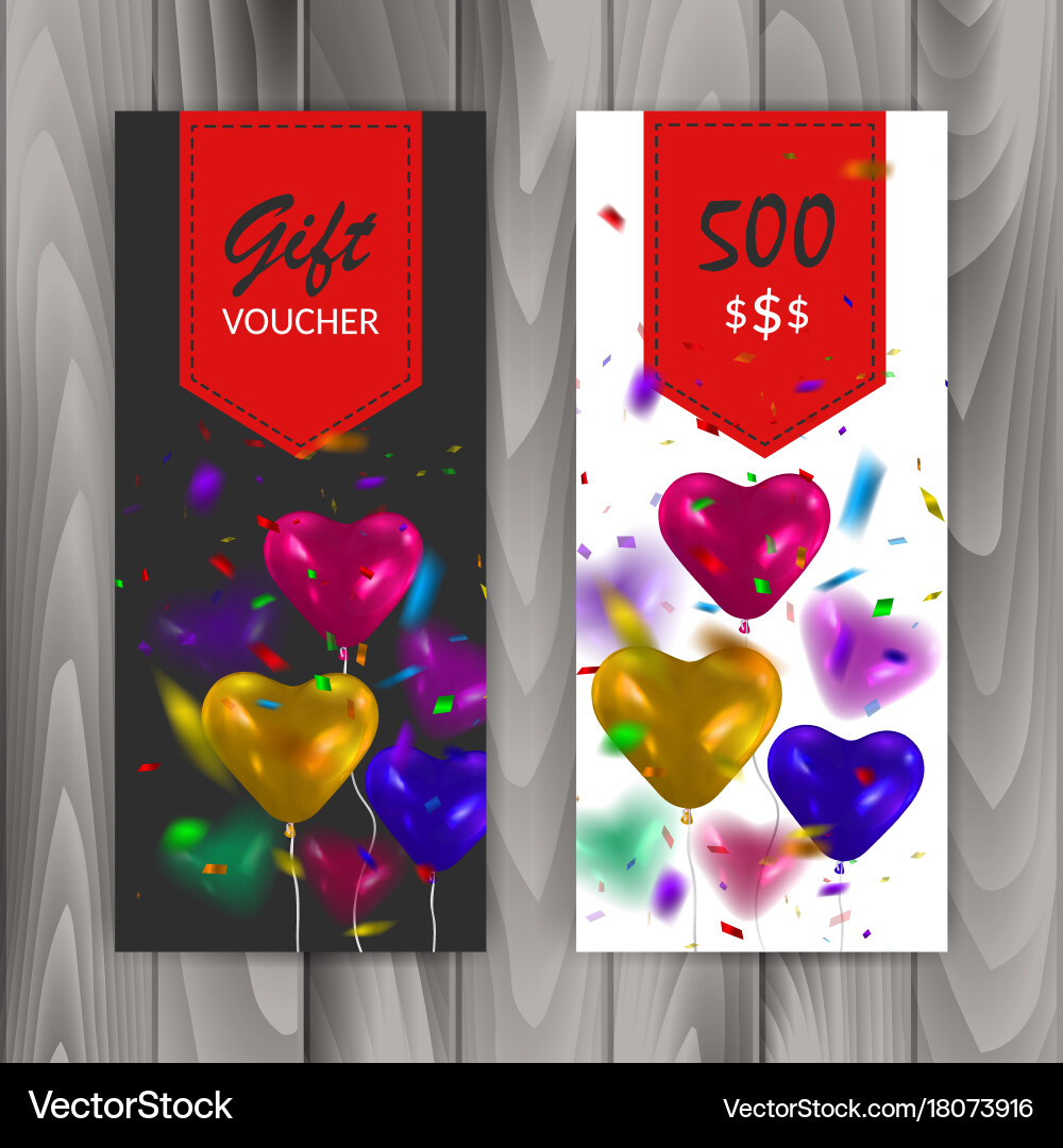 Gift voucher card set template with colorful Vector Image