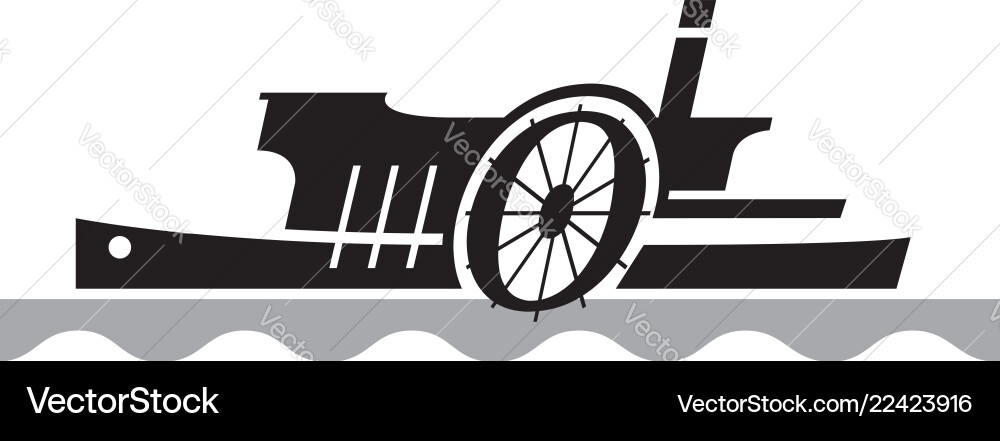 Graphic image of a wheeled ship steamer Royalty Free Vector