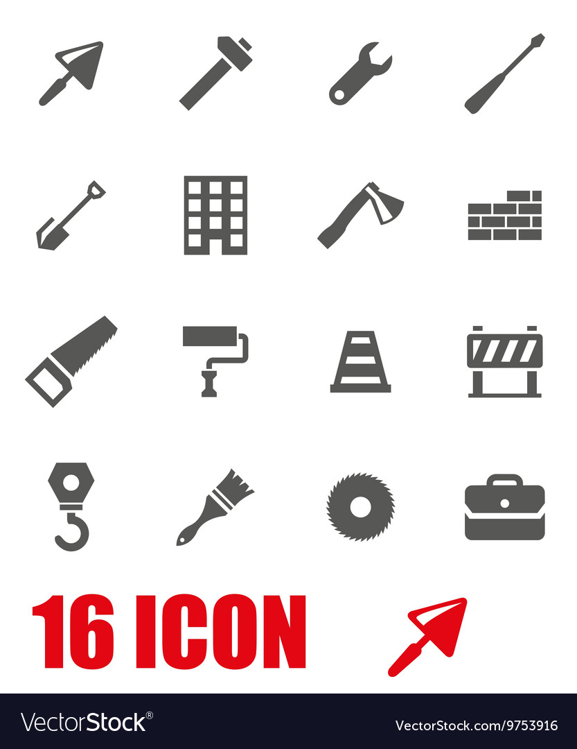 Grey construction icon set Royalty Free Vector Image
