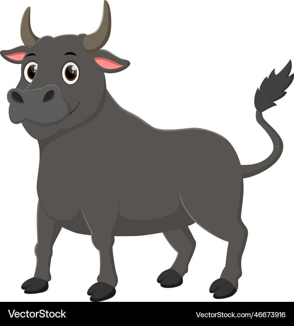 Happy buffalo cartoon isolated on white background