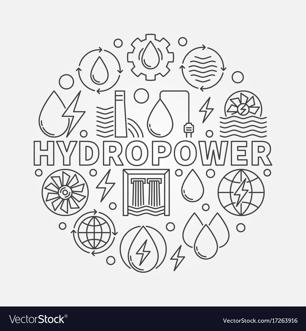 Hydropower round Royalty Free Vector Image - VectorStock