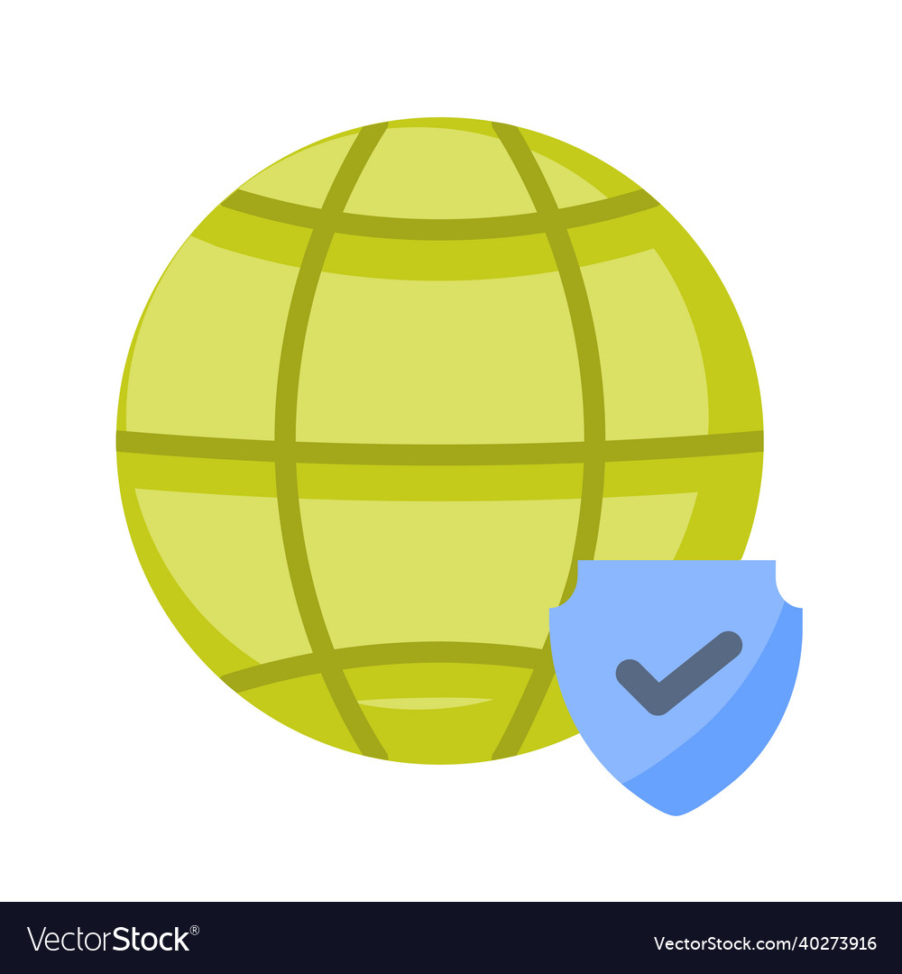 Internet security globe with shield single Vector Image