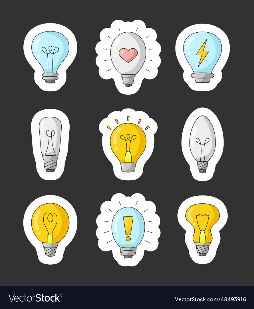 Light bulb sticker bookmark hand drawn style Vector Image