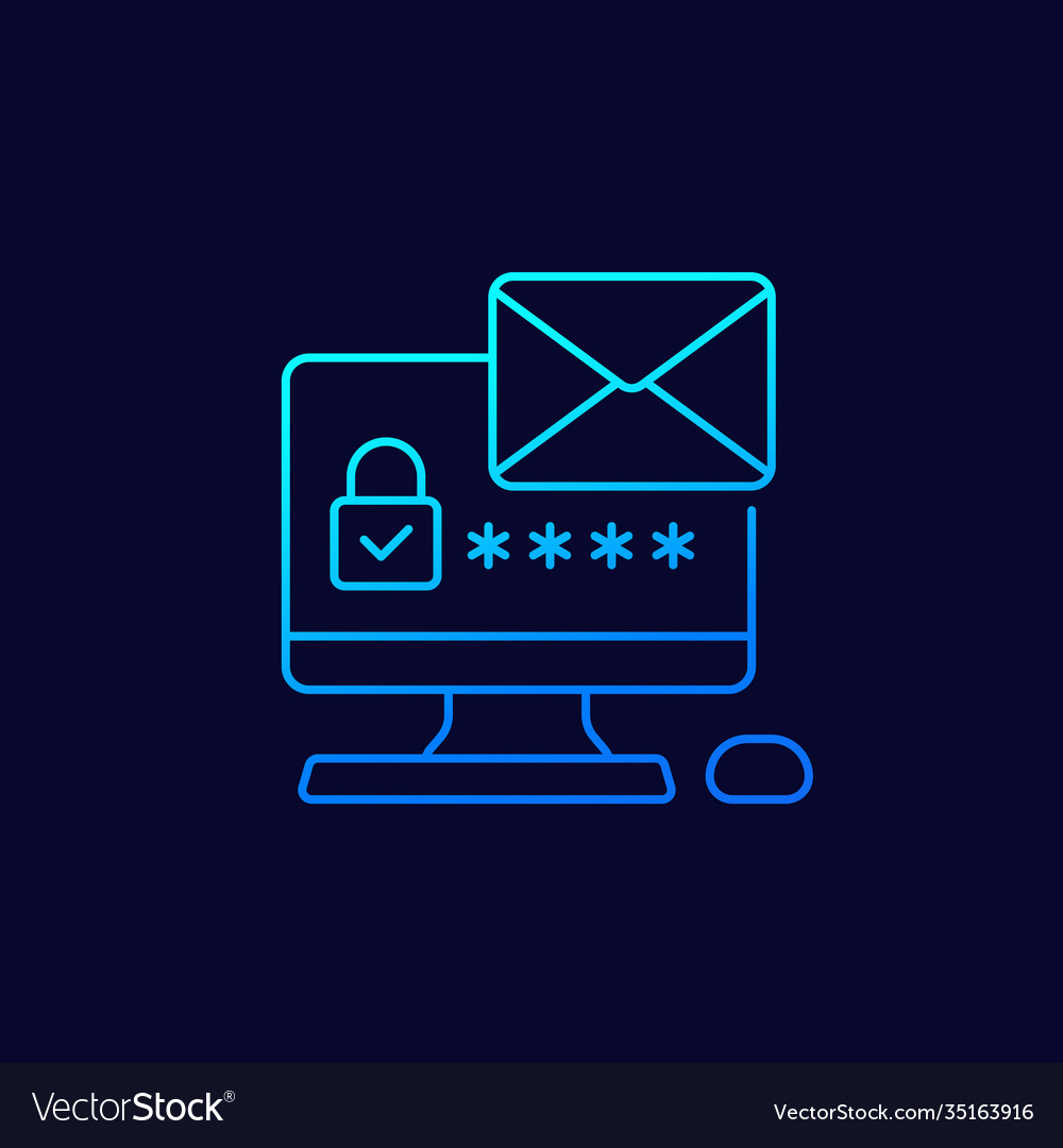 Mail access with password thin line icon Vector Image