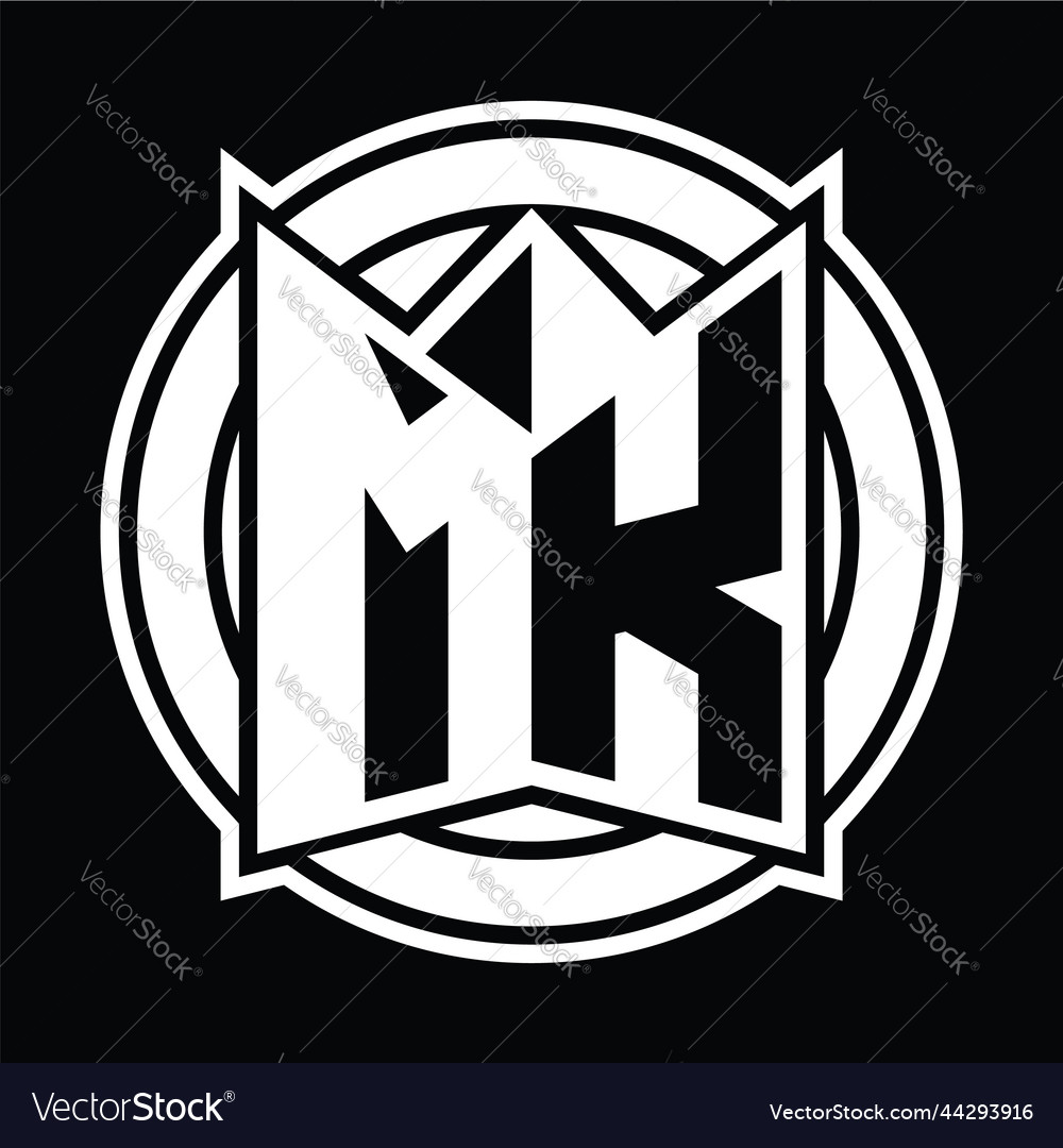 Mk logo monogram circle rounded design Royalty Free Vector
