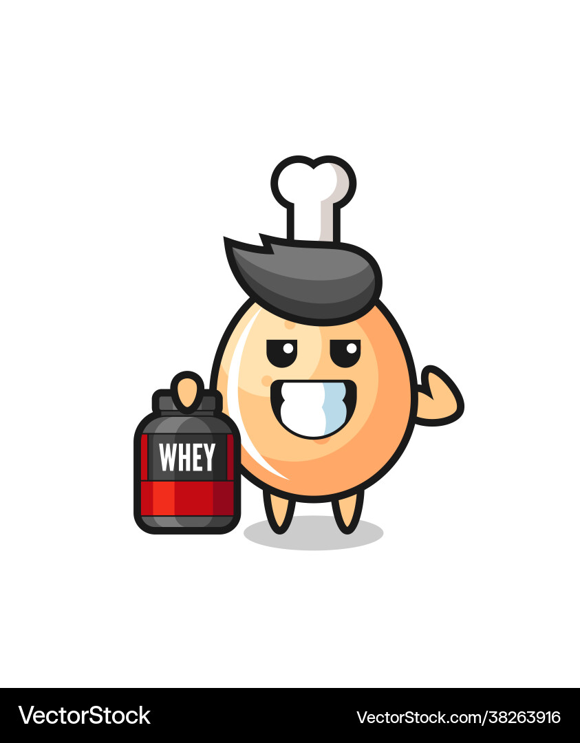 Muscular fried chicken character is holding Vector Image