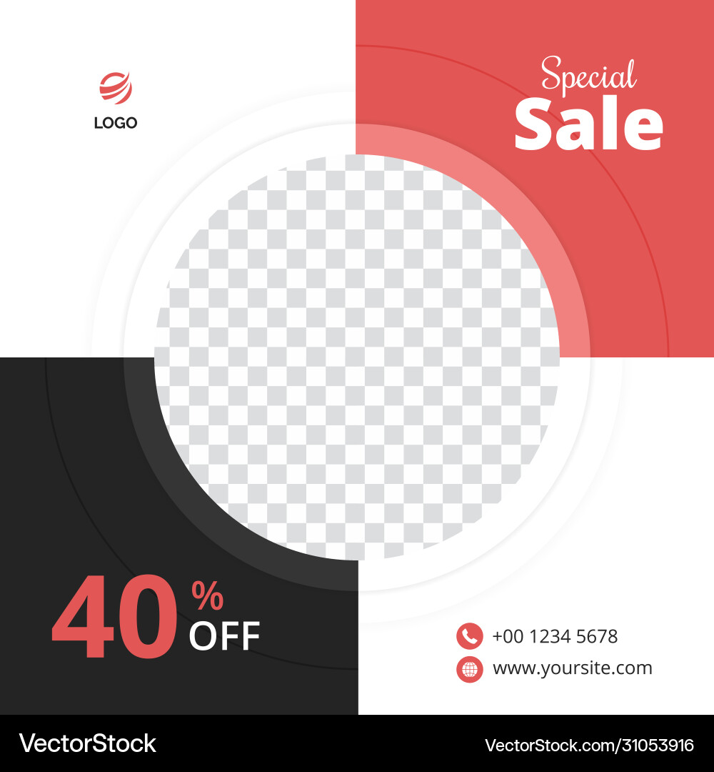 Red and black circles sale banner Royalty Free Vector Image