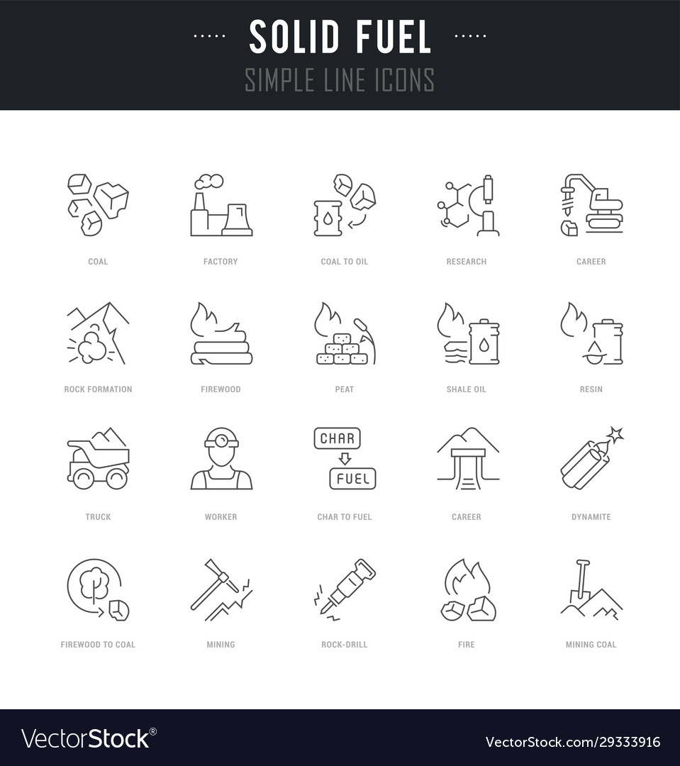 Set line icons solid fuel Royalty Free Vector Image