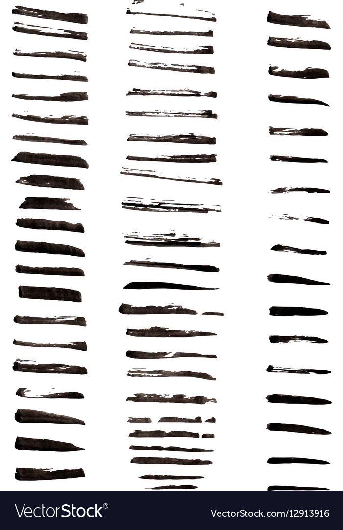 Set of black paint ink brush strokes Royalty Free Vector