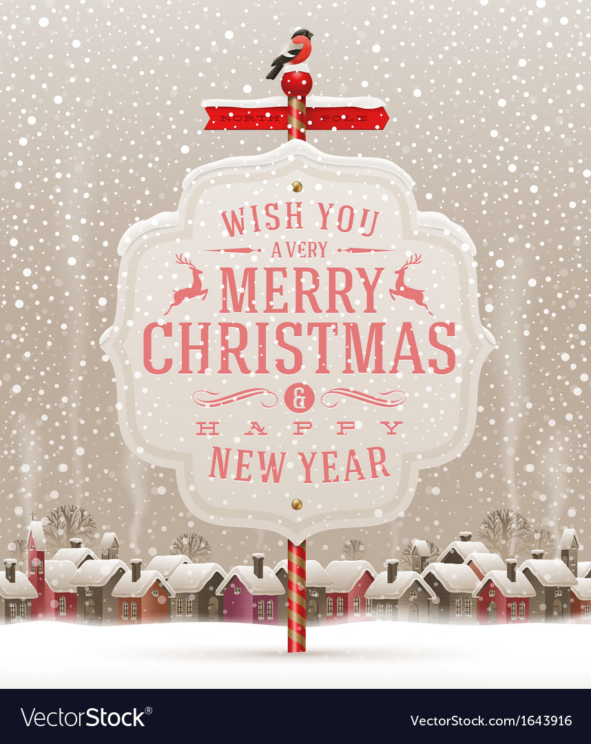 Signboard With Christmas Greeting Royalty Free Vector Image