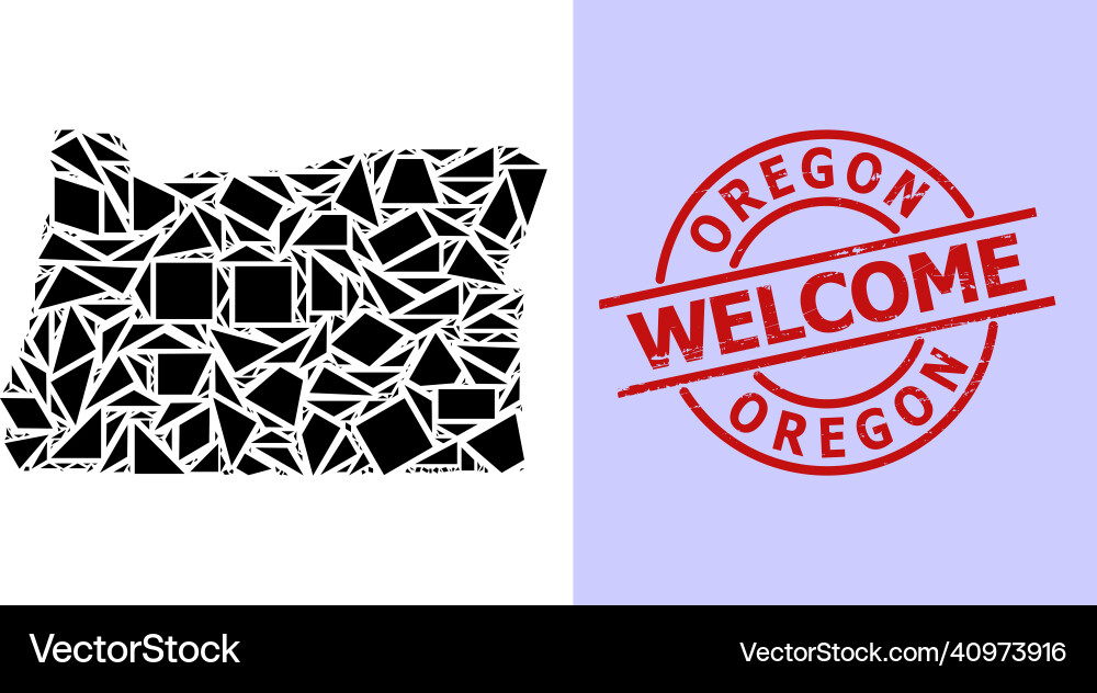 Simple geometric mosaic map of oregon state Vector Image