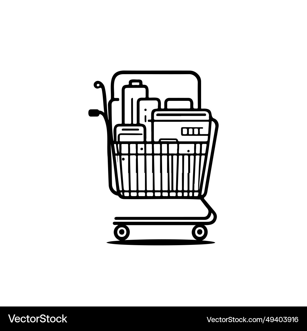 Trolly icon hand draw black colour cyber monday Vector Image