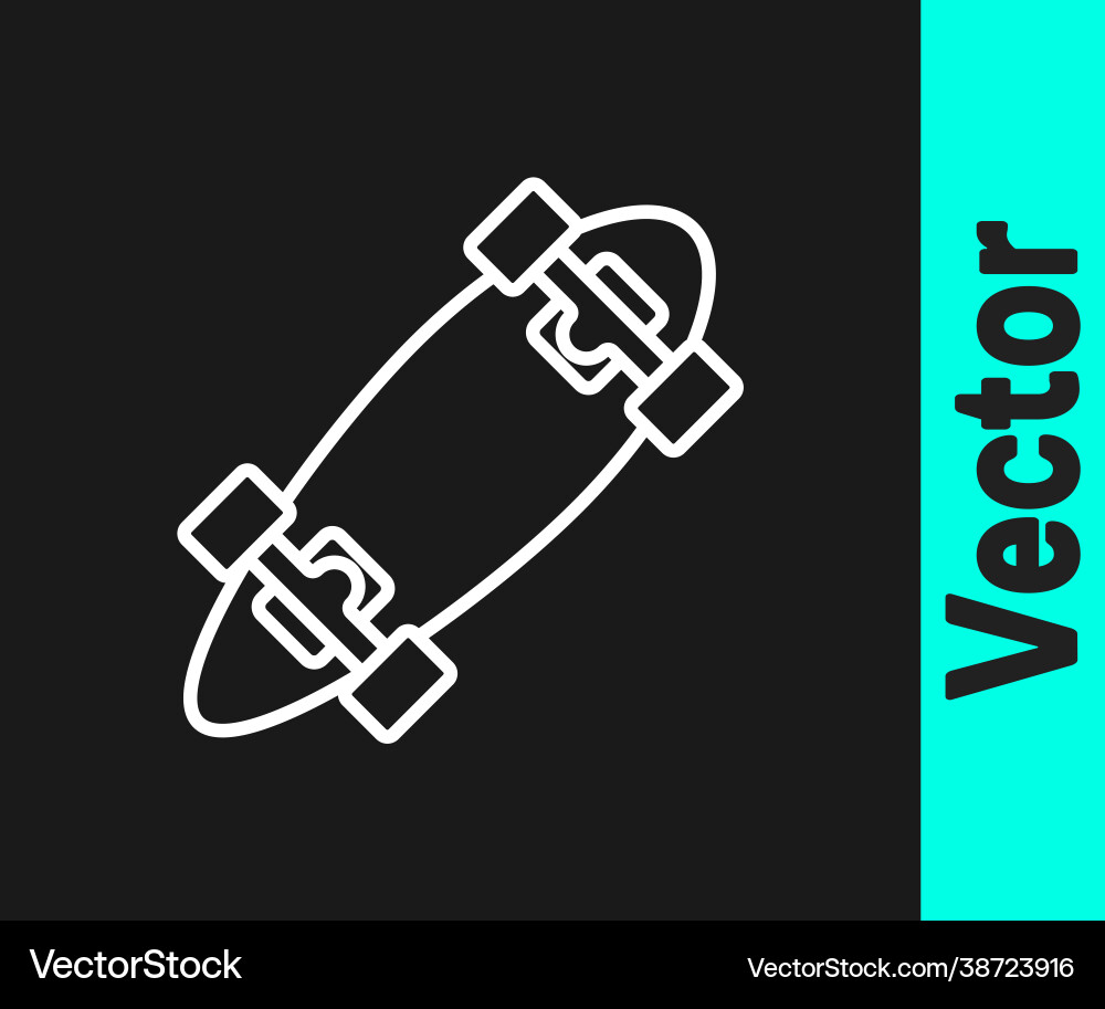 White line longboard or skateboard cruiser icon Vector Image