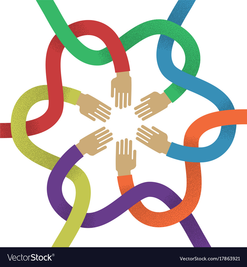 Association several intertwined multicolored hands Association several intertwined multicolored hands