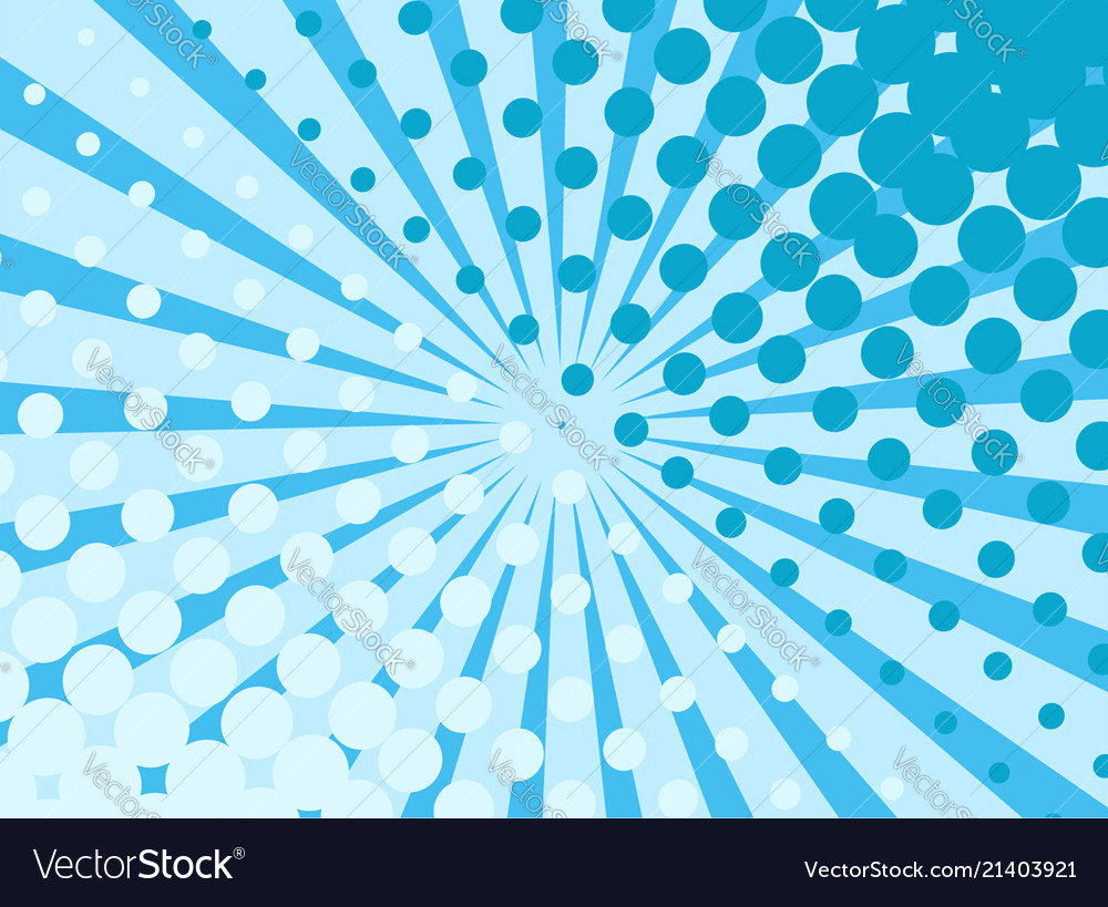 Blue pop art retro background with exploding rays Vector Image