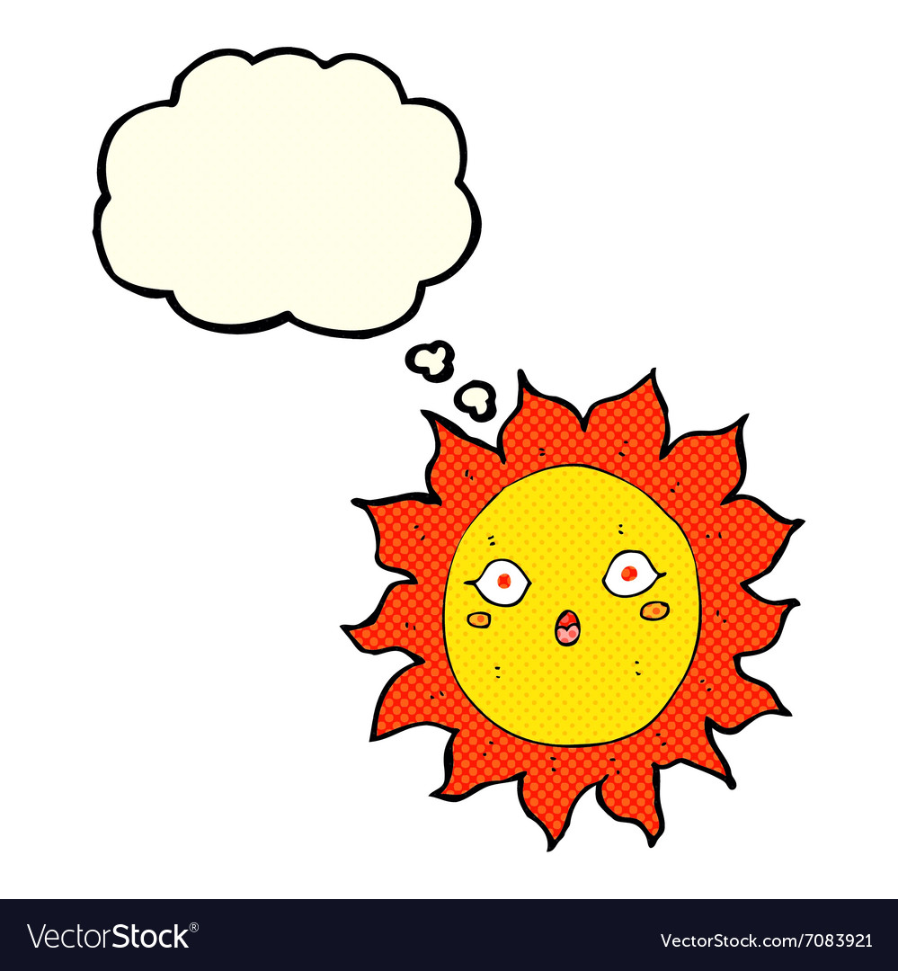 Cartoon sun with thought bubble Royalty Free Vector Image