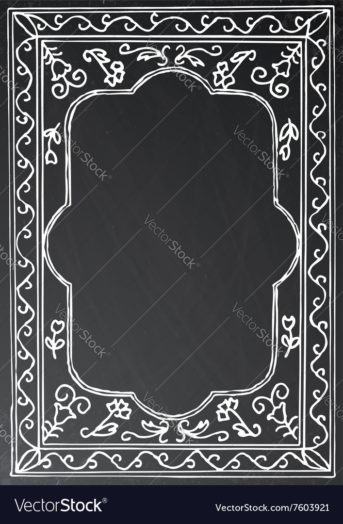 Chalk painted frame on black background Royalty Free Vector