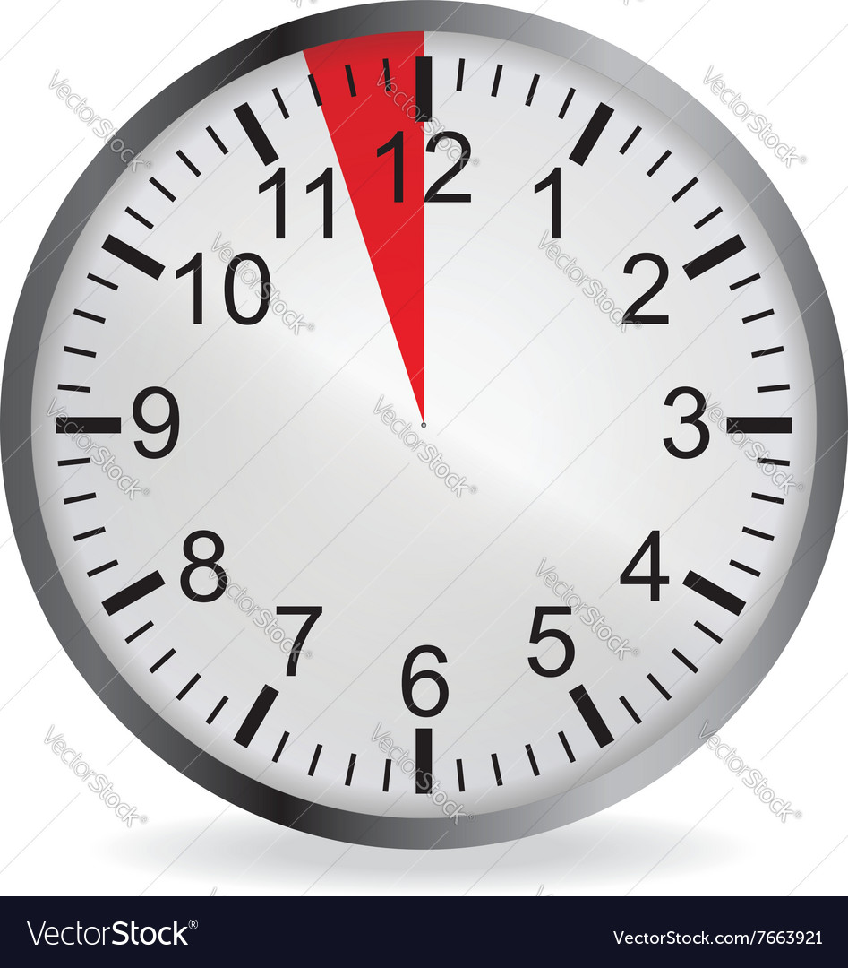 Clock with red 3 minute deadline Royalty Free Vector Image