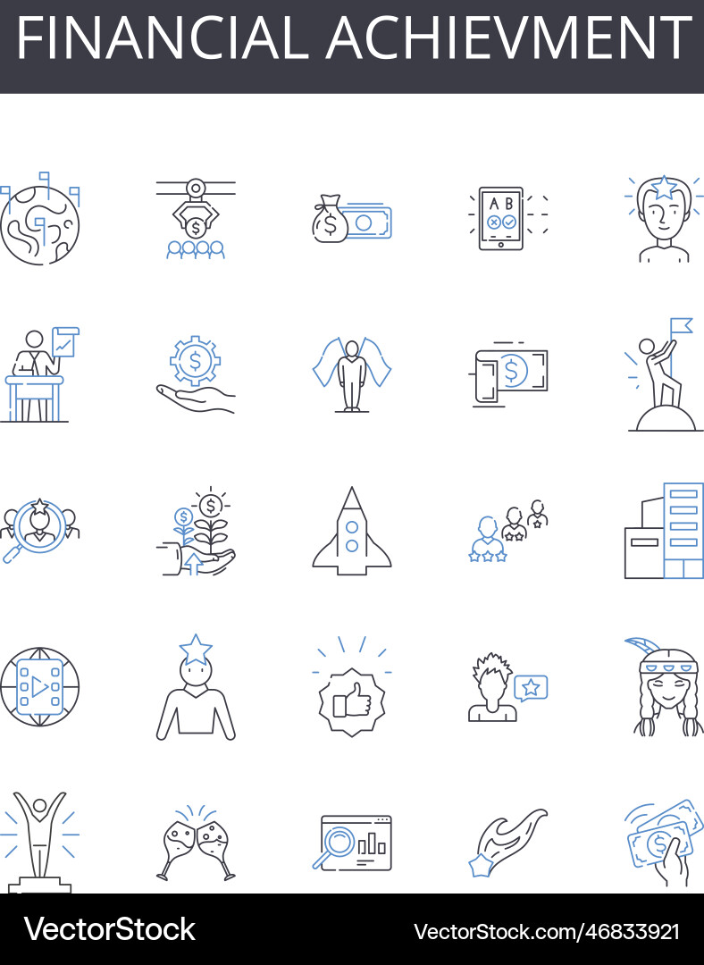 Financial achievement line icons collection Vector Image