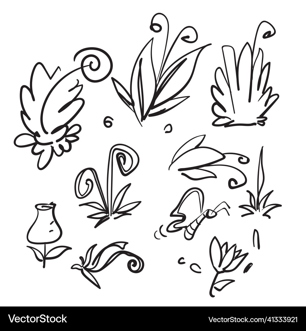 Hand drawn doodle spring season plant and flower Vector Image
