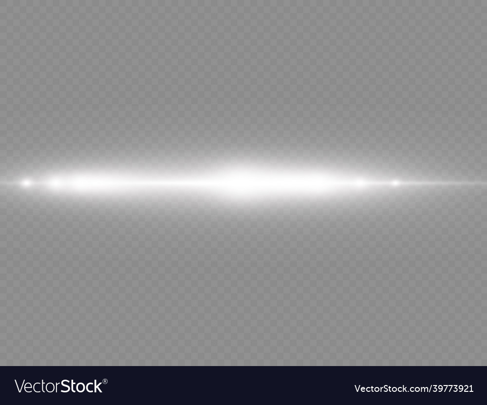 Horizontal light rays flash white line Royalty Free Vector