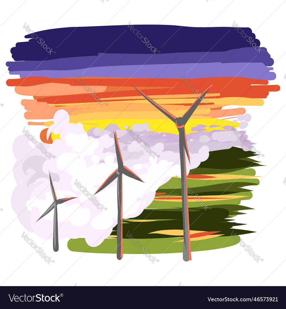 Landscape and clouds wind Royalty Free Vector Image