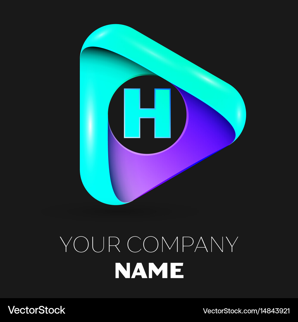Letter h symbol in the colorful triangle Vector Image