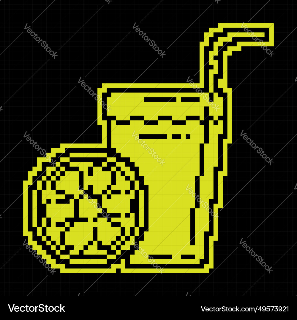 Pixel silhouette icon glass of refreshing citrus Vector Image