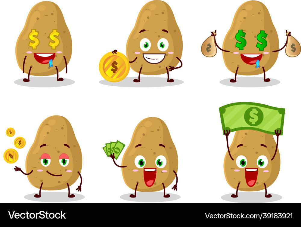 Potato cartoon character with cute emoticon bring Vector Image
