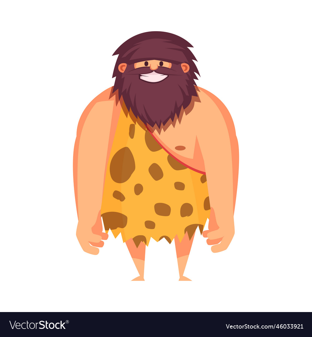 Primitive man smiling composition Royalty Free Vector Image