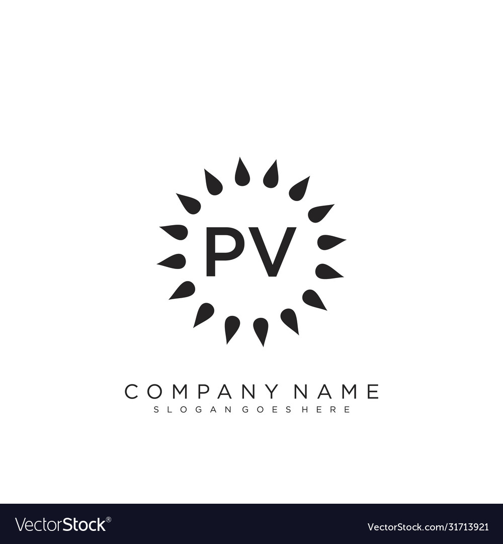 Pv initial handwriting logo design Royalty Free Vector Image