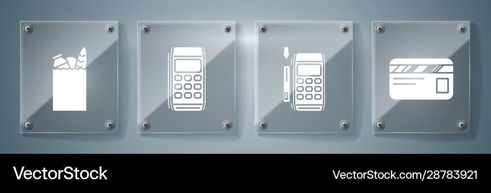 Set credit card pos terminal with inserted credit Vector Image
