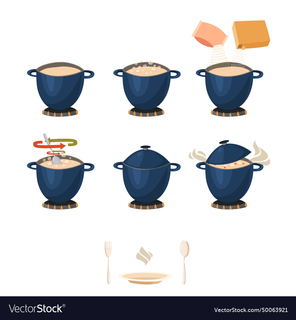 Visual phased cooking instruction Royalty Free Vector Image