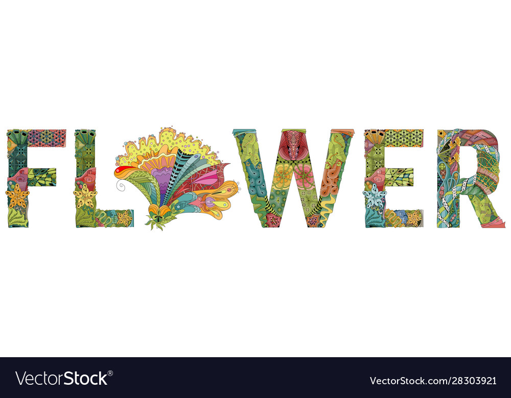 Word flower decorative entangle object Royalty Free Vector