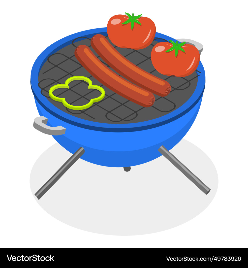 3d isometric flat set of barbecue grills Vector Image