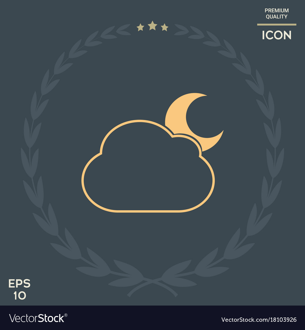 Cloud moon symbol - ico Royalty Free Vector Image