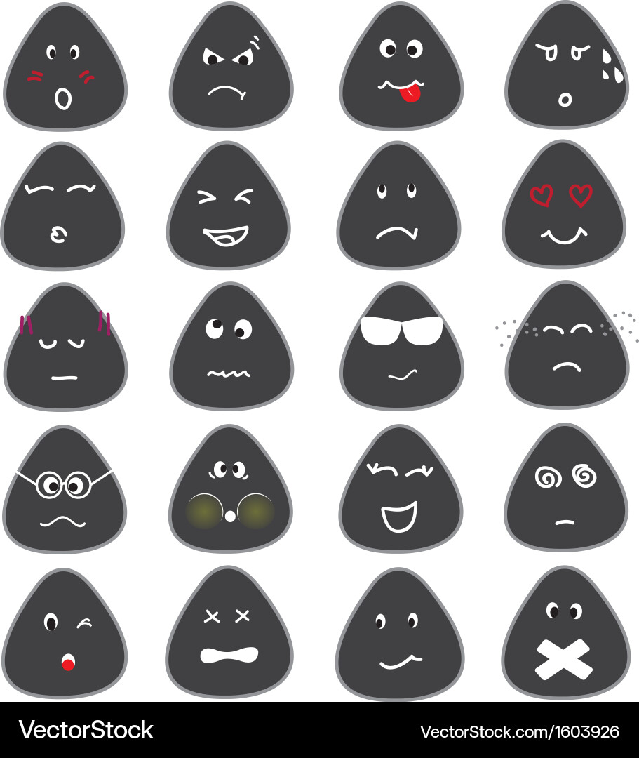 Cute Emotion Icons Set Royalty Free Vector Image