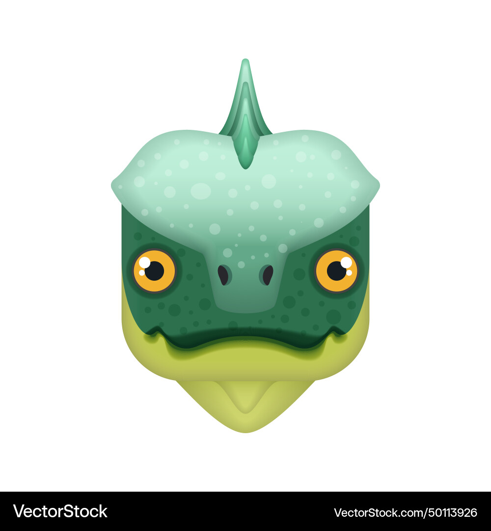 Cute green lizard face adorable reptile head Vector Image